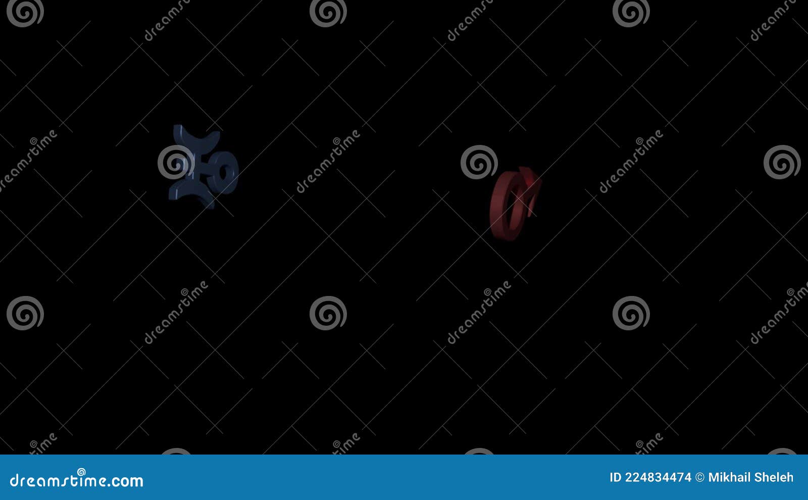 Astrological Aspect of the Mars-Uranus Conjunction. 3D Render Stock ...