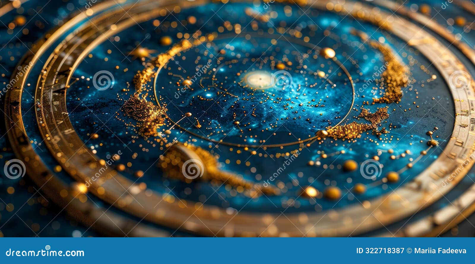 Astrological Chart with Golden Details and Cosmic Elements. Stock Image ...