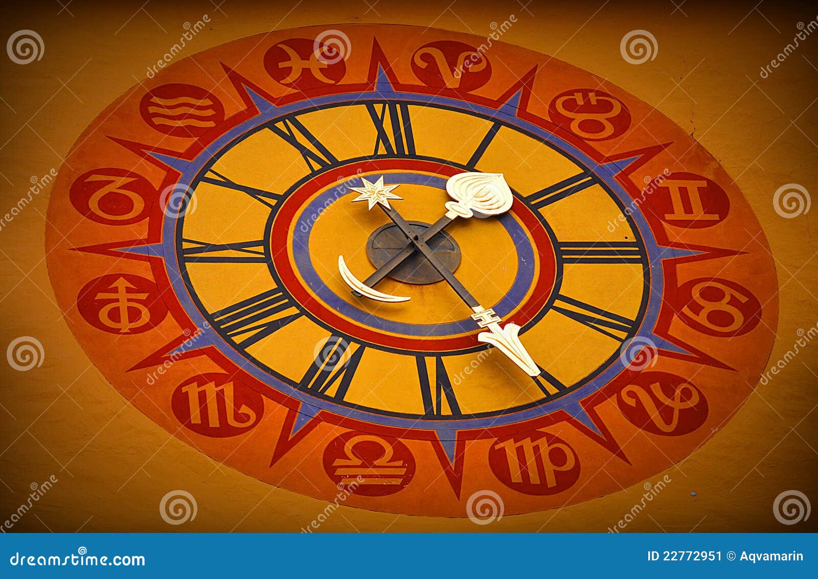 Astrological Clock on the Wall Stock Image - Image of castle ...