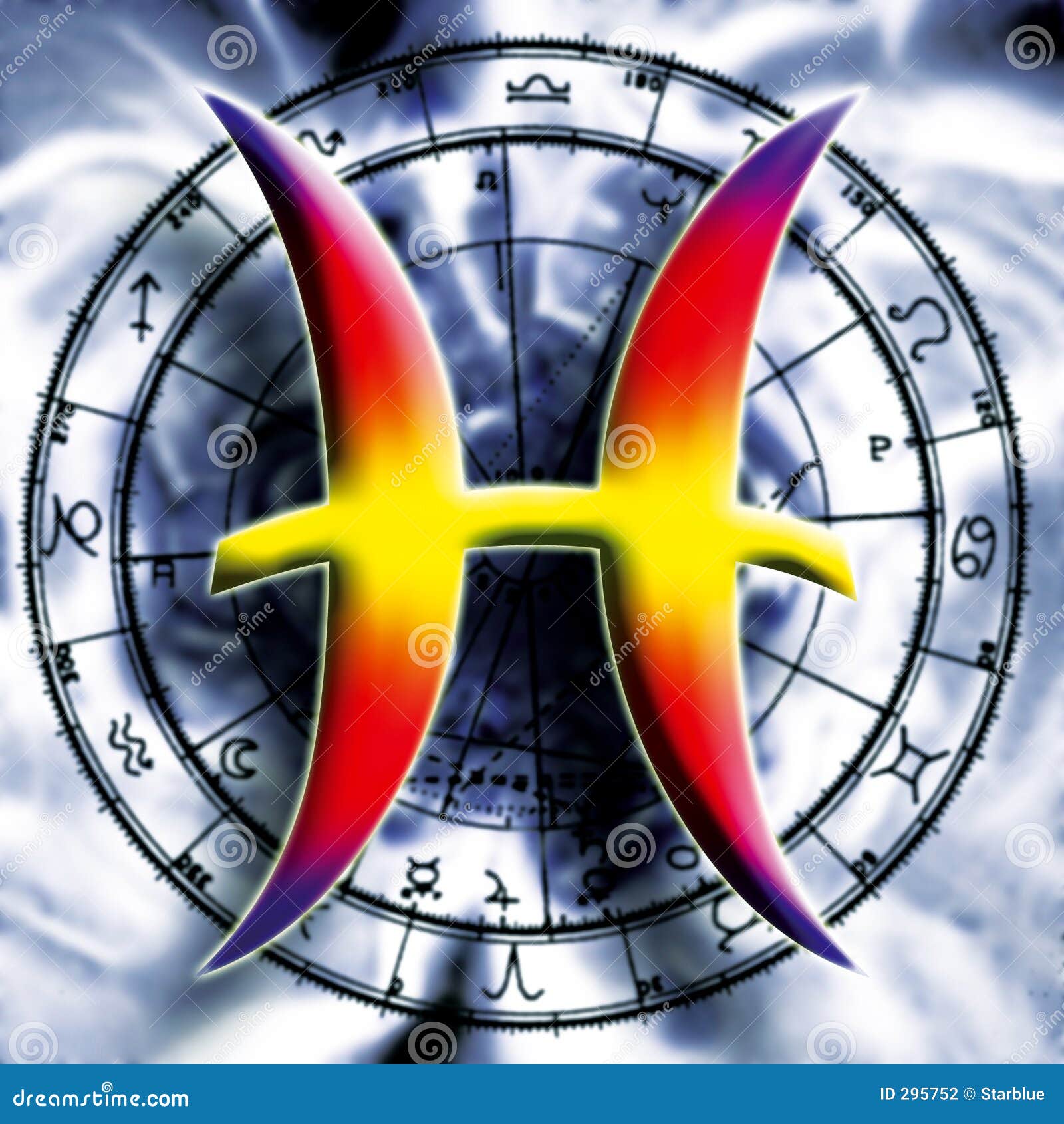 Astrological Sign of Pisces Stock Illustration - Illustration of ...