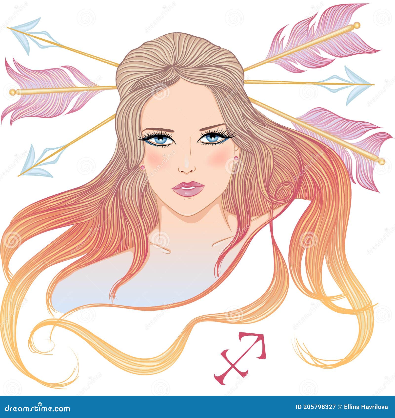 Astrological Sign Of Sagittarius As A Beautiful Girl Stock Vector