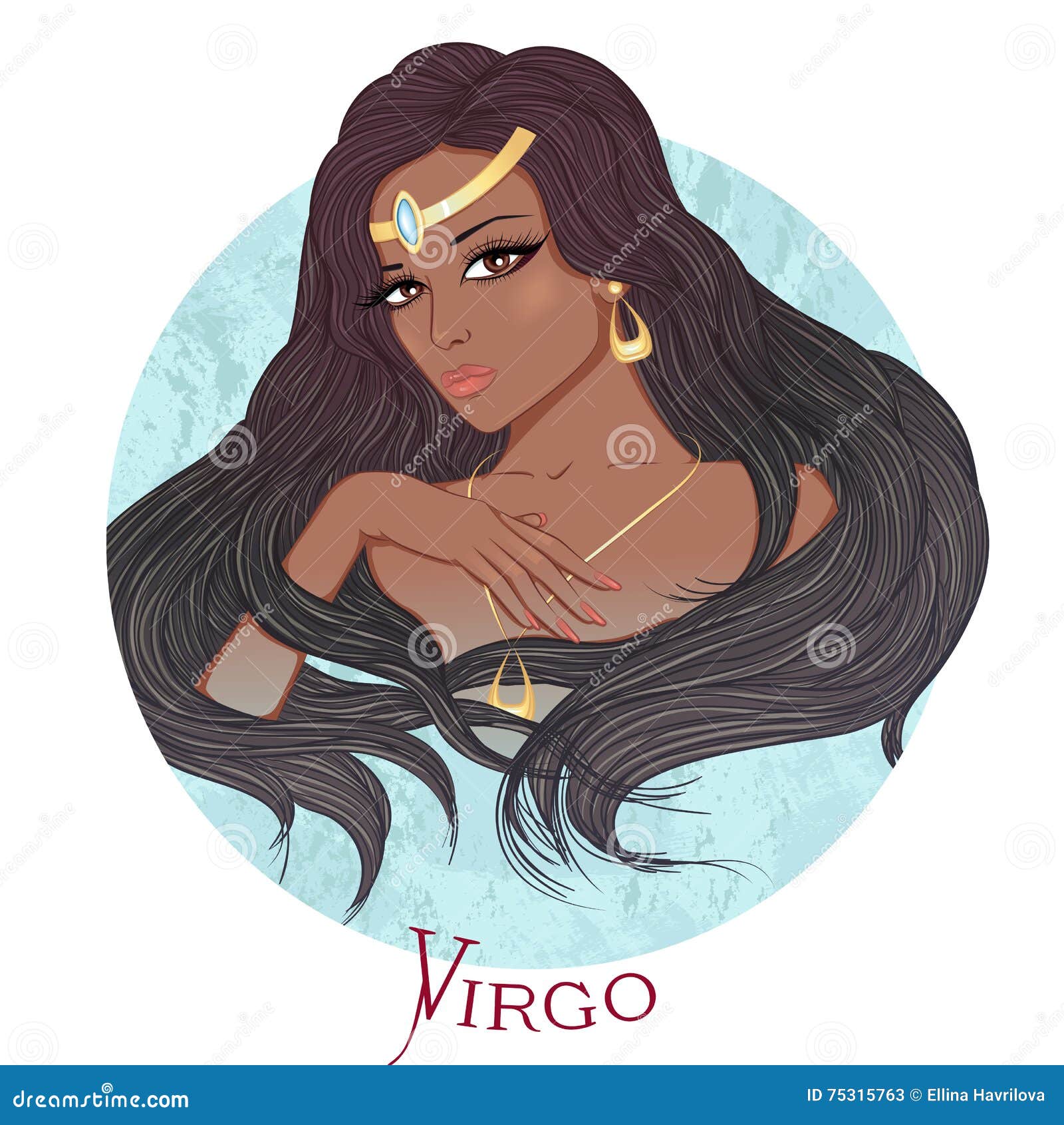 Astrological Sign Of Virgo As A Beautiful African American Girl Stock