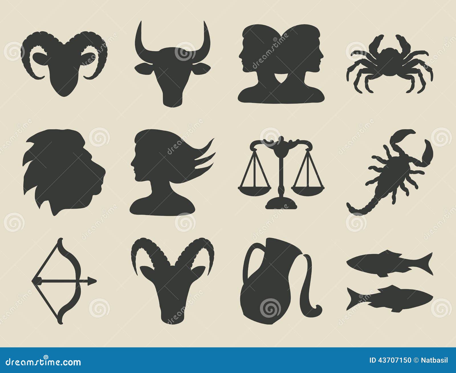 12 Astrological Signs. Vector Zodiac Icons Set II. Royalty-Free Stock ...