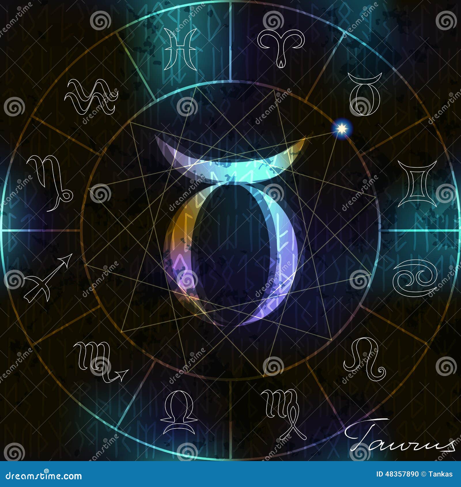 Astrological Taurus Zodiac Sign One Line Drawing Cartoon Vector ...