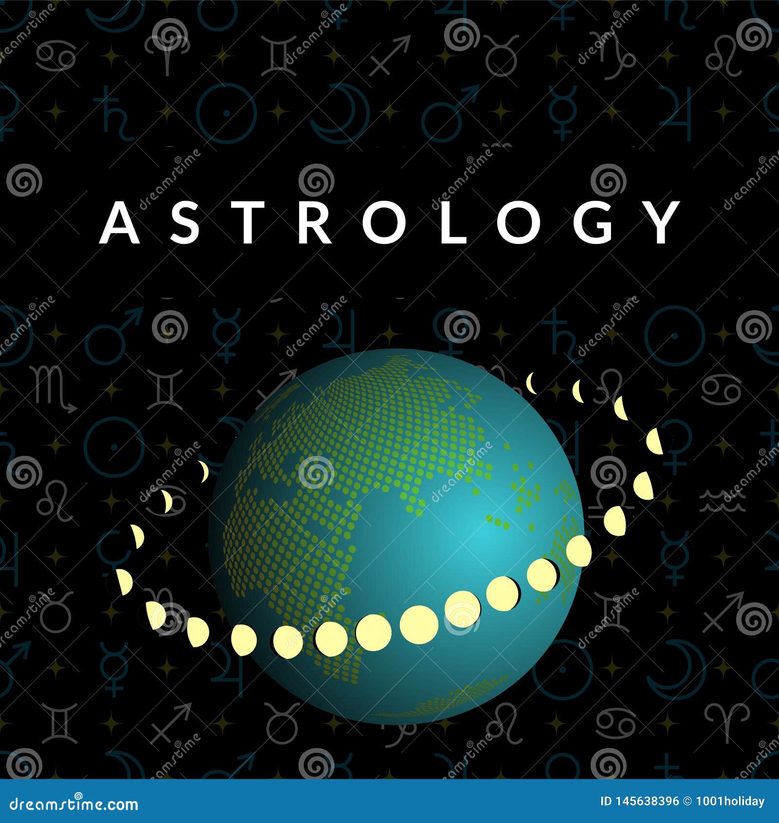 Astrological Vector Template for Horoscope with 3d View of Earth and ...