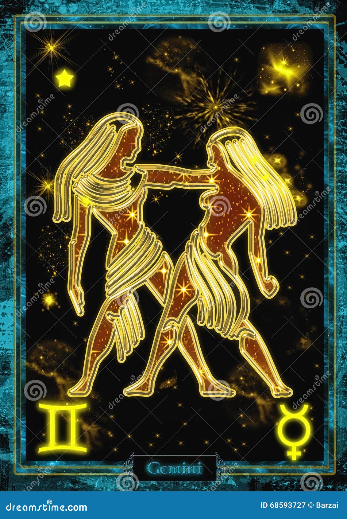 Astrologische Illustration: Zwillinge Stock Abbildung - Illustration ...