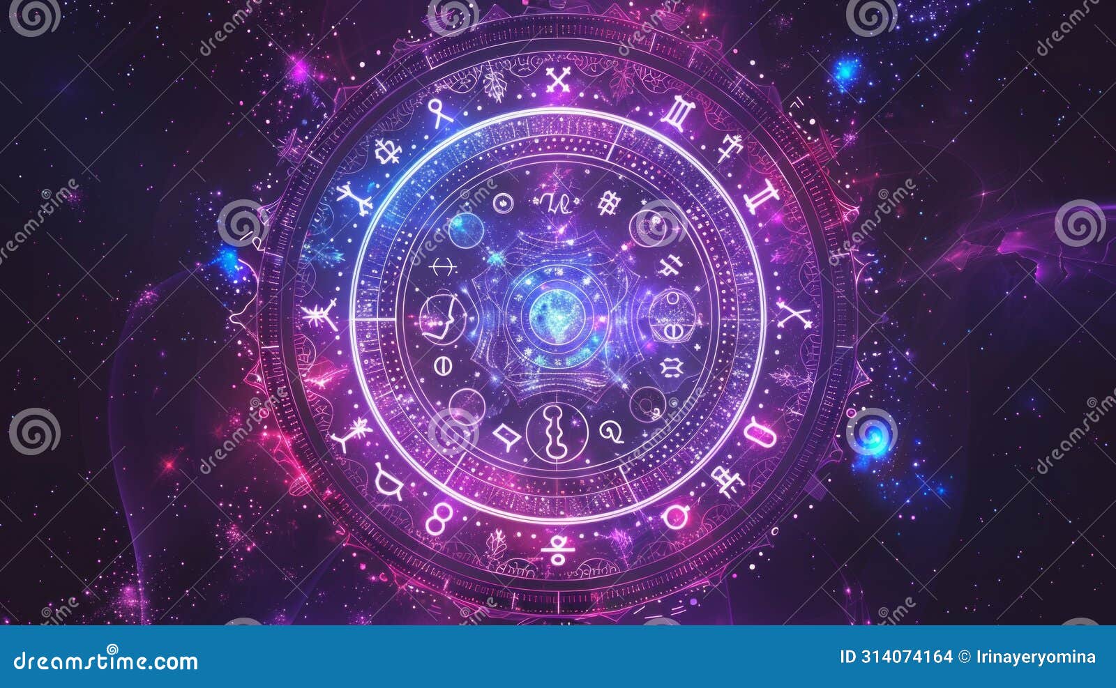 Mystical Zodiac and Planetary Glyphs Circle Illustration Stock Photo ...