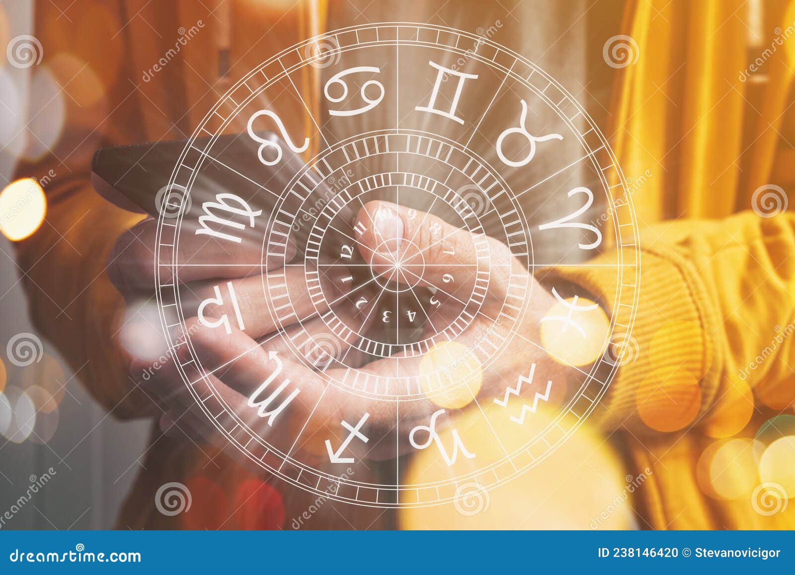 Astrology Smartphone App Concept, Man Using Mobile Phone, Closeup of ...