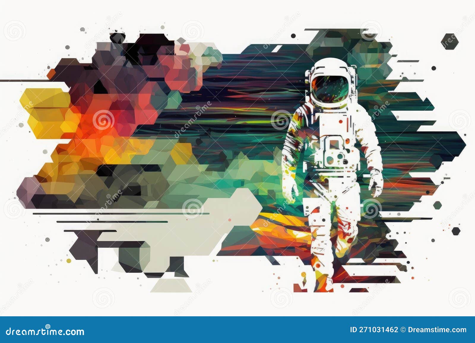 Astronaut in Abstract Outer Space, Multicolored Shapes. Generative Ai ...