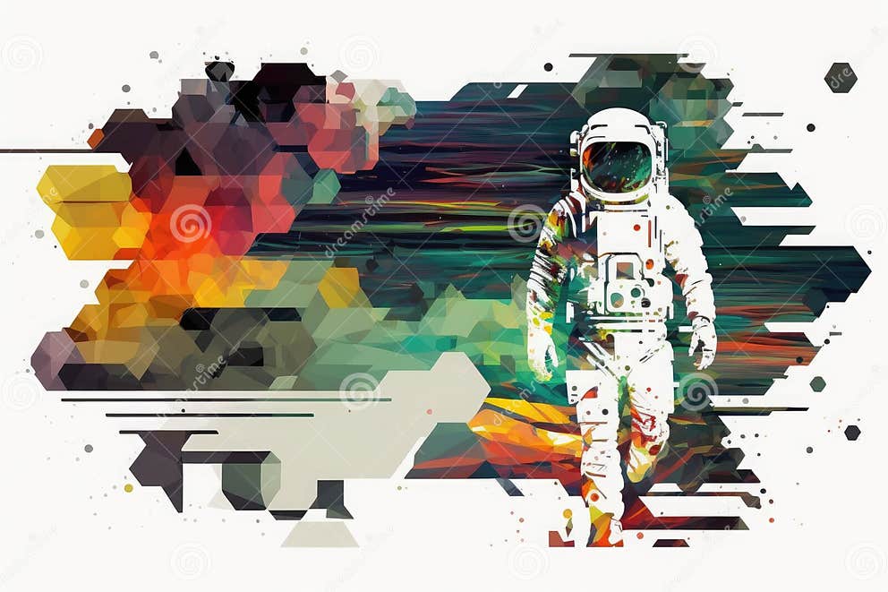 Astronaut in Abstract Outer Space, Multicolored Shapes. Generative Ai ...
