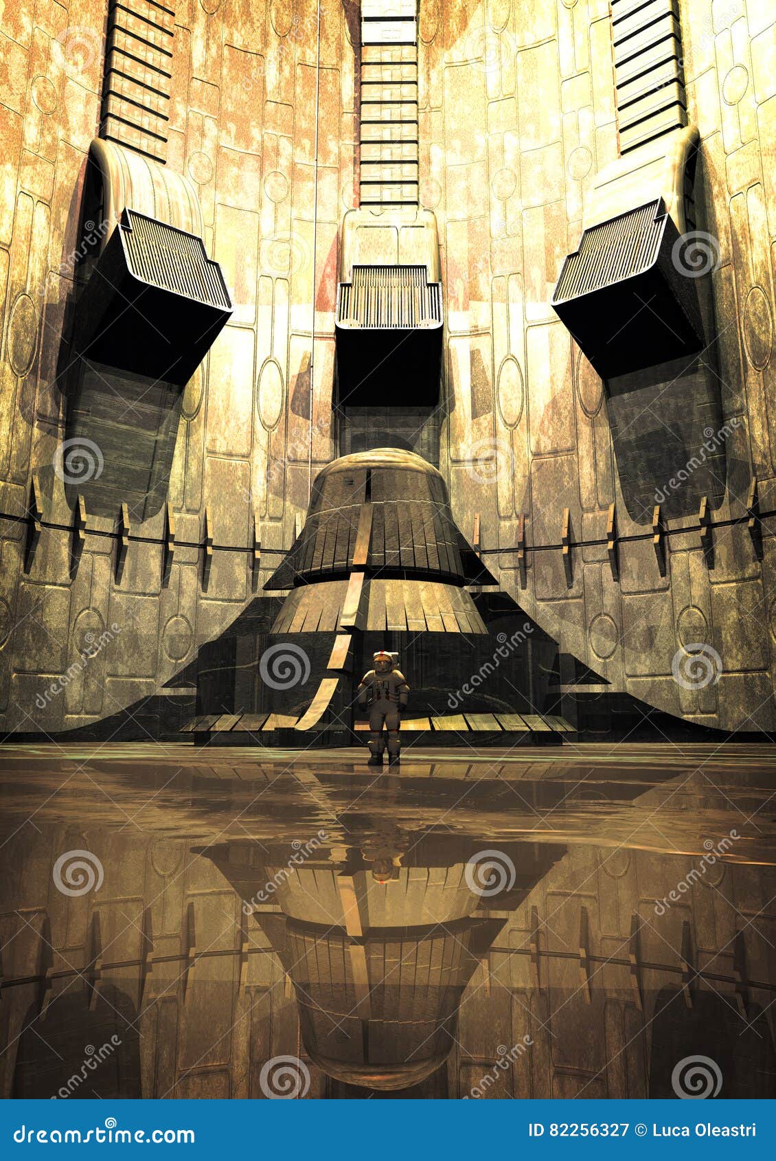 Astronaut and Alien Machine Stock Illustration - Illustration of ...