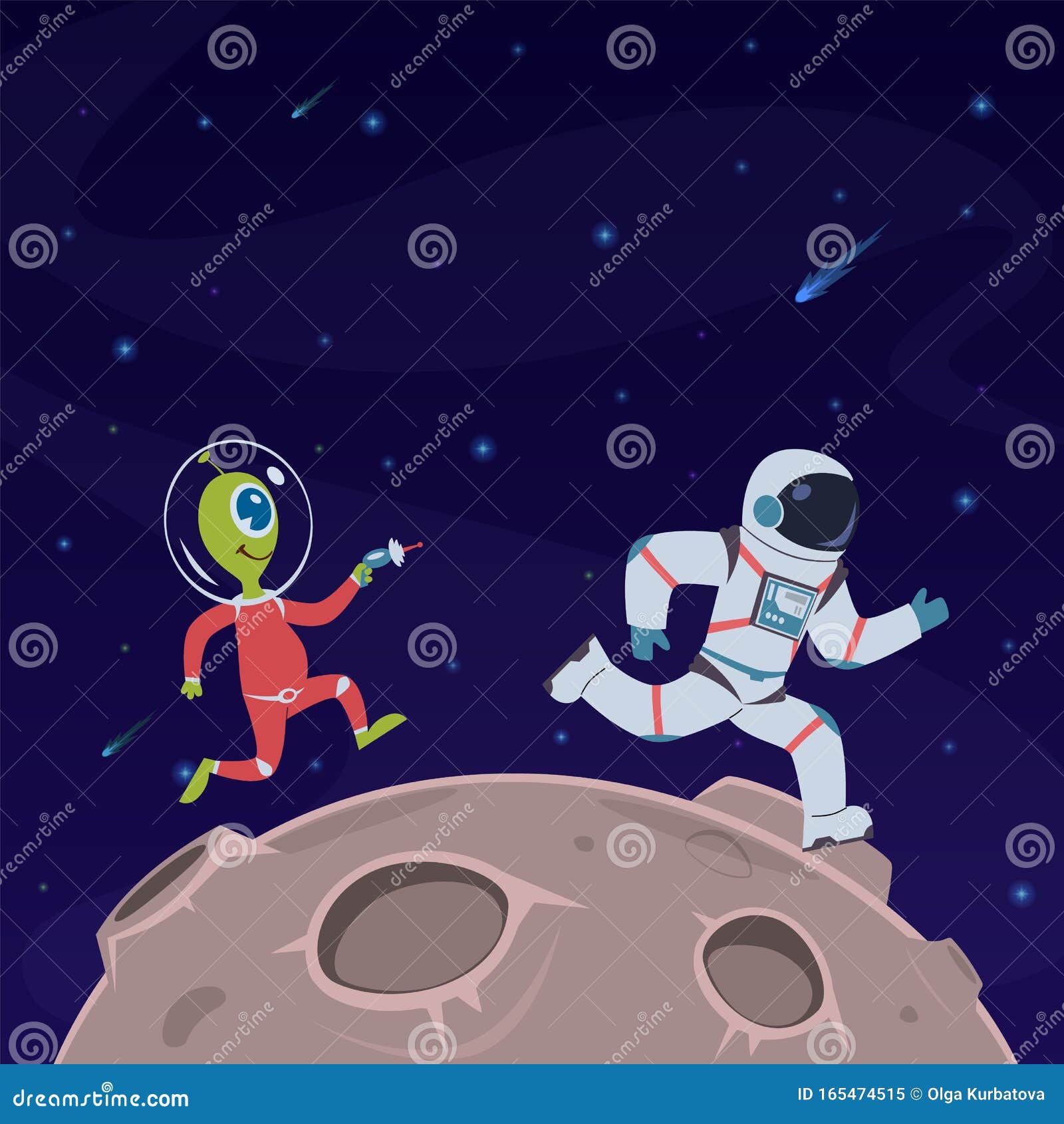 Astronaut And Alien Dance Spaceman And Space Invader Dancer Space