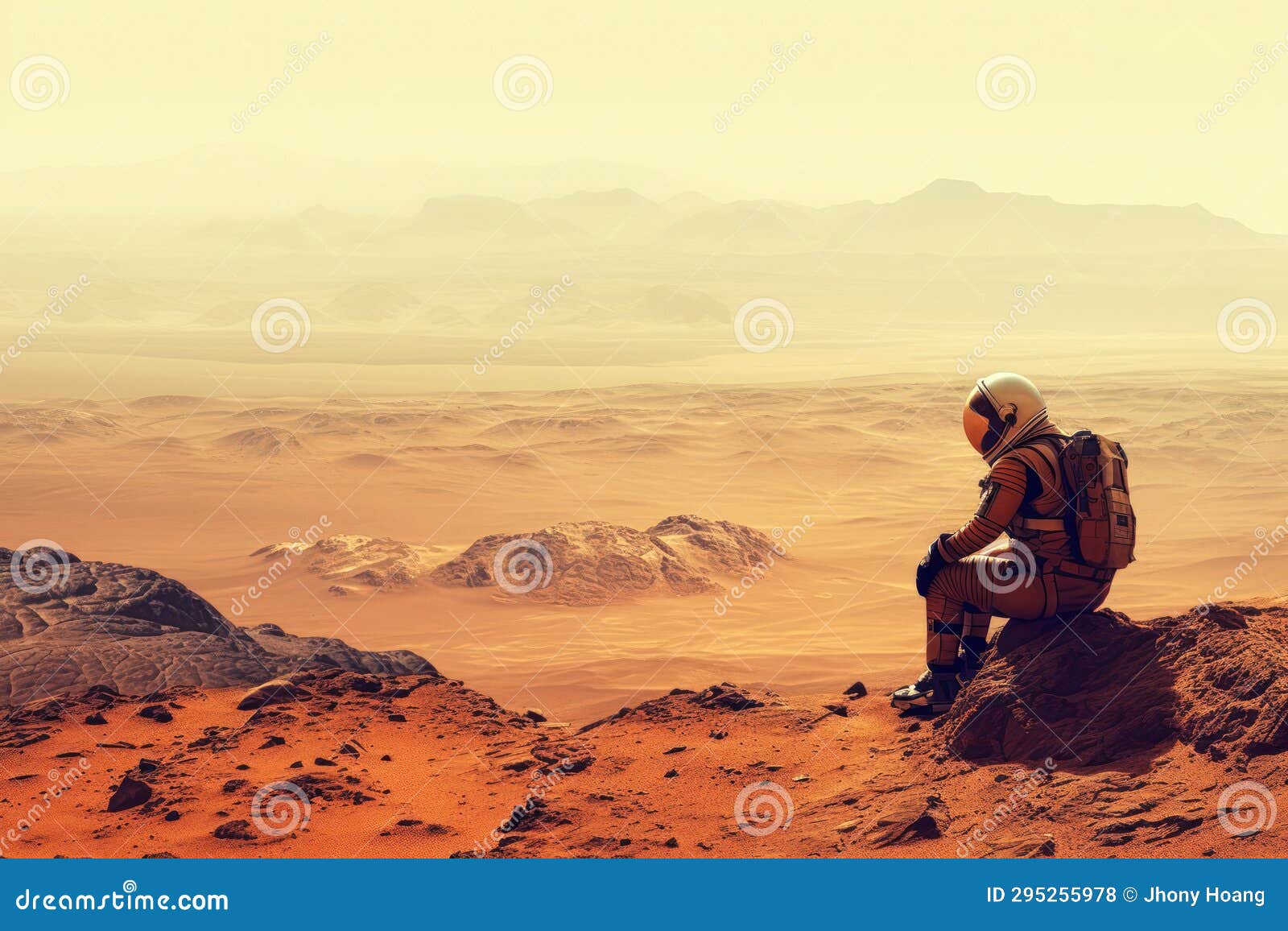Astronaut Alone on Alien Planet. Generative AI Stock Illustration ...