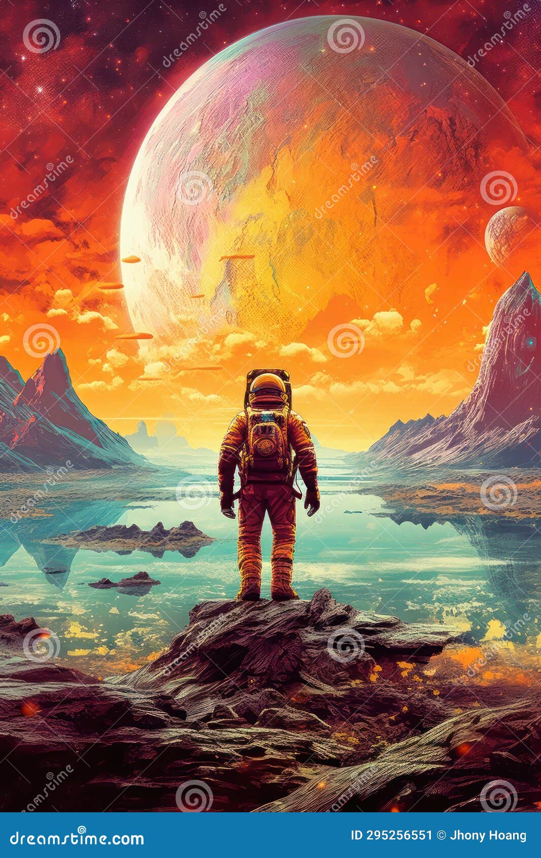 Astronaut Alone on Alien Planet. Generative AI Stock Illustration ...