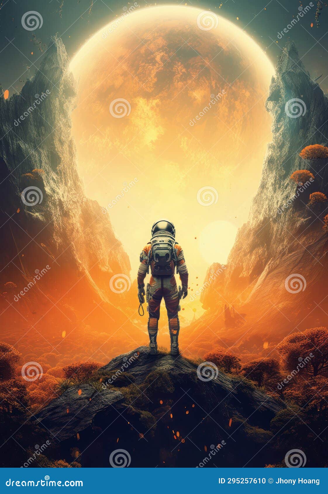 Astronaut Alone on Alien Planet. Generative AI Stock Illustration ...