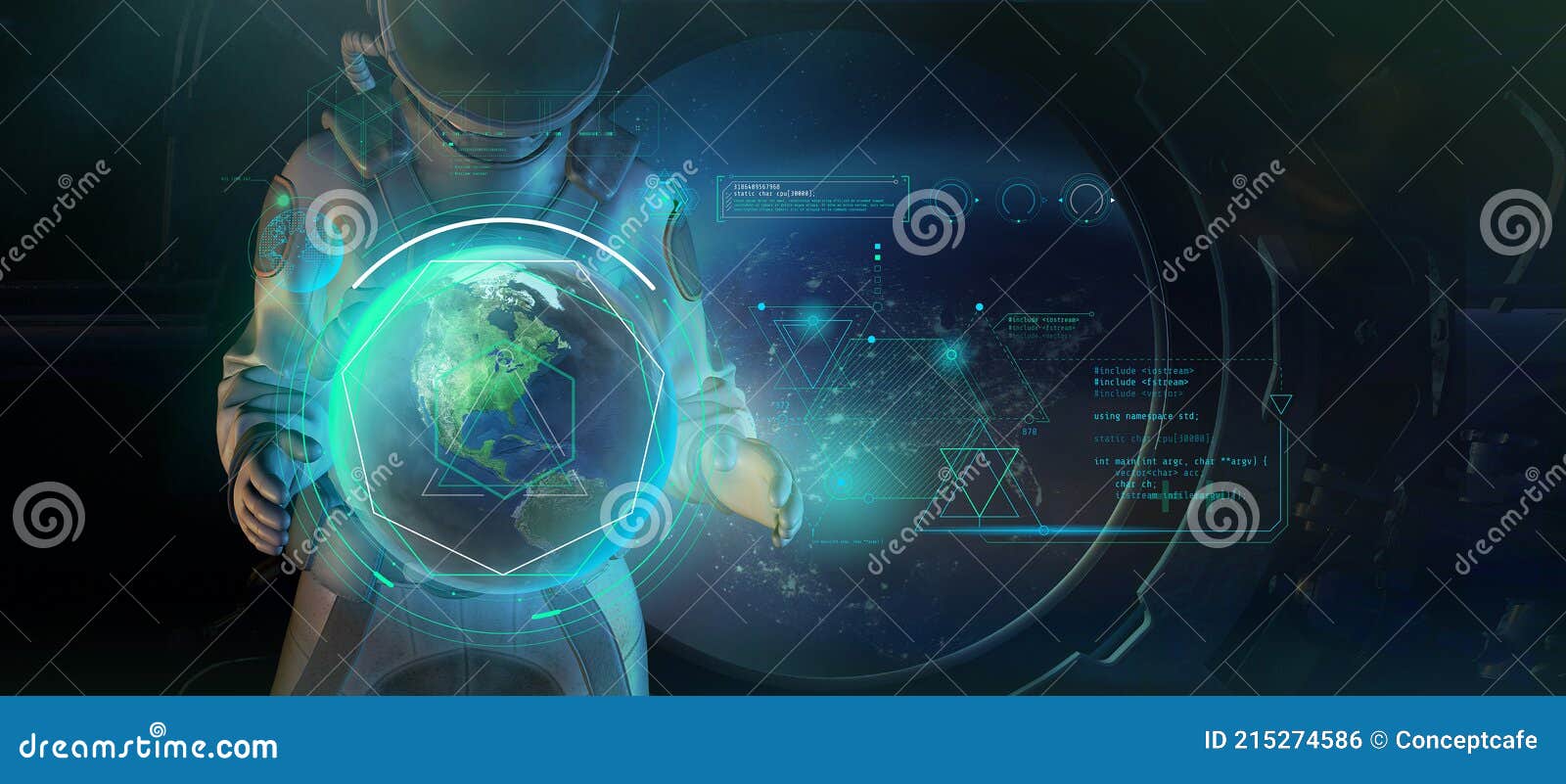 An Astronaut is Analyzing Data from the Earth S Orbit. Stock ...