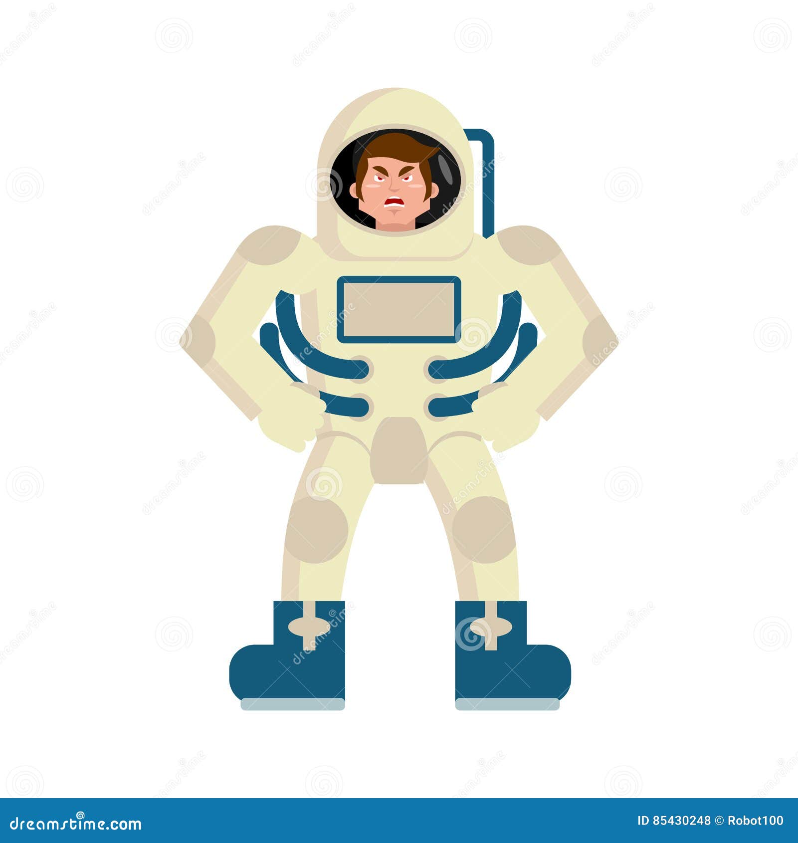 Astronaut Angry Emoji. Spaceman Aggressive Emotion Isolated Stock ...