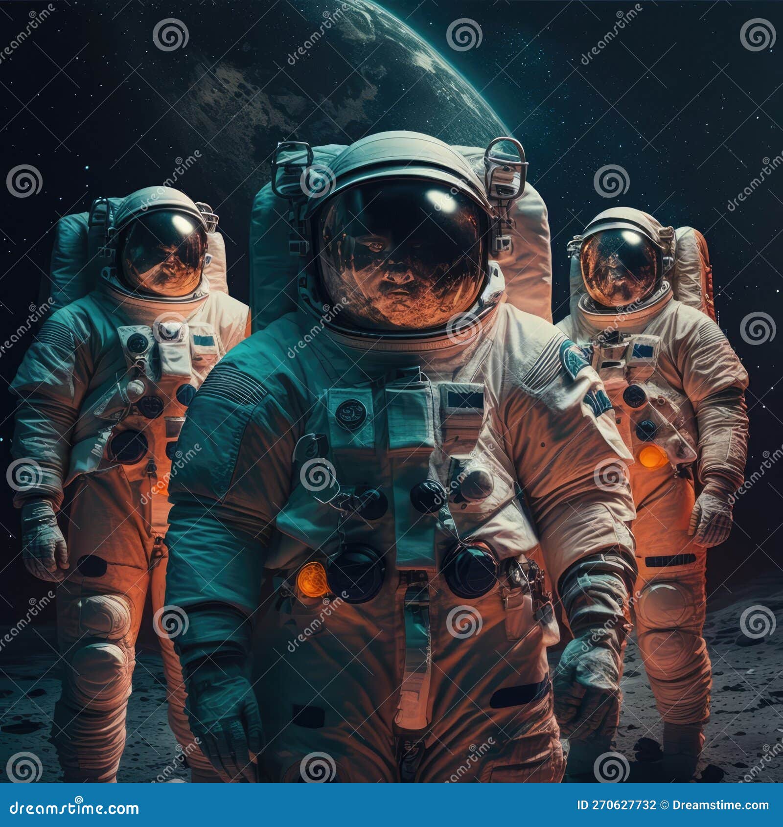 Astronaut and Astronauts Exploring Deep Space Stock Illustration ...