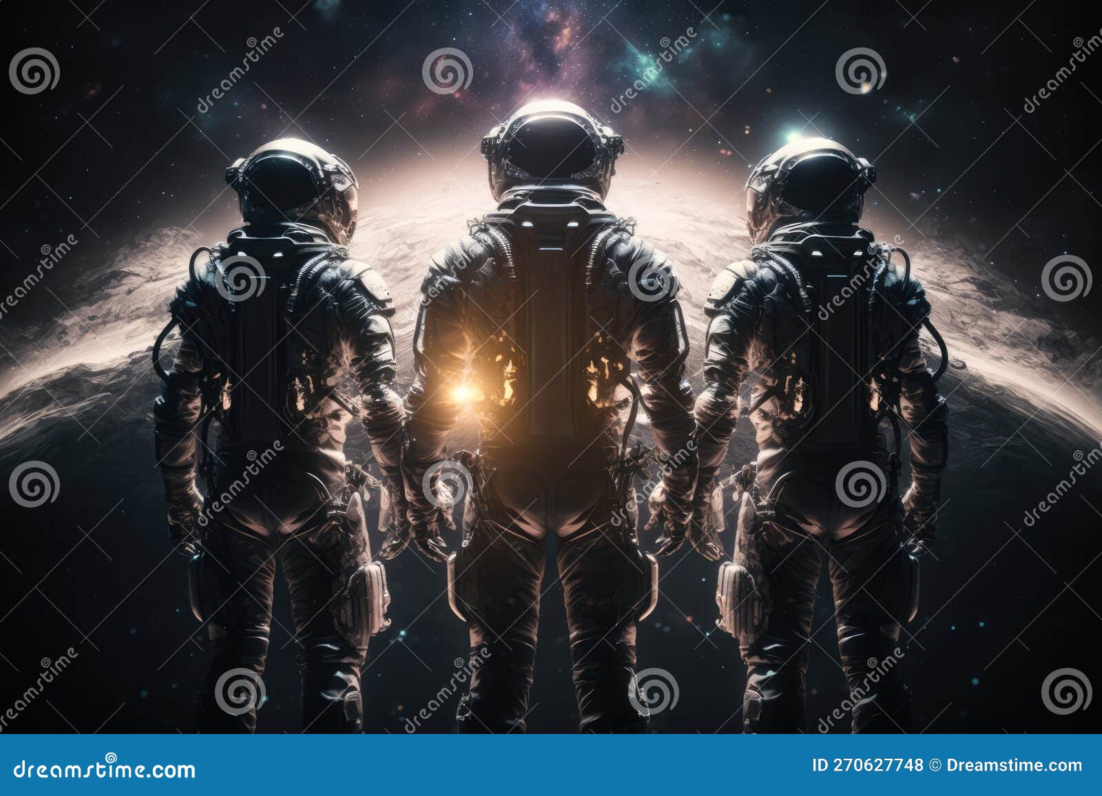 Astronaut and Astronauts Exploring Deep Space Stock Illustration ...