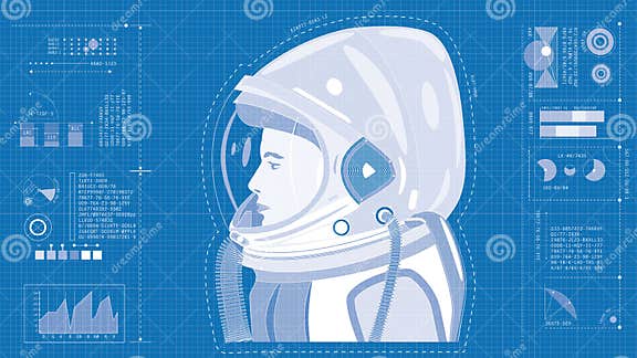 Astronaut blueprint stock illustration. Illustration of cosmonaut ...