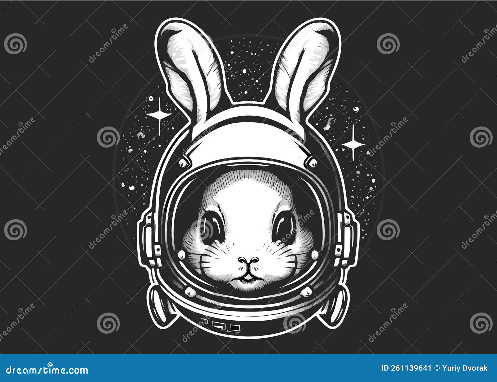 Astronaut Bunny Rabbit Hipster in Space Helmet Artwork Vector Stock ...