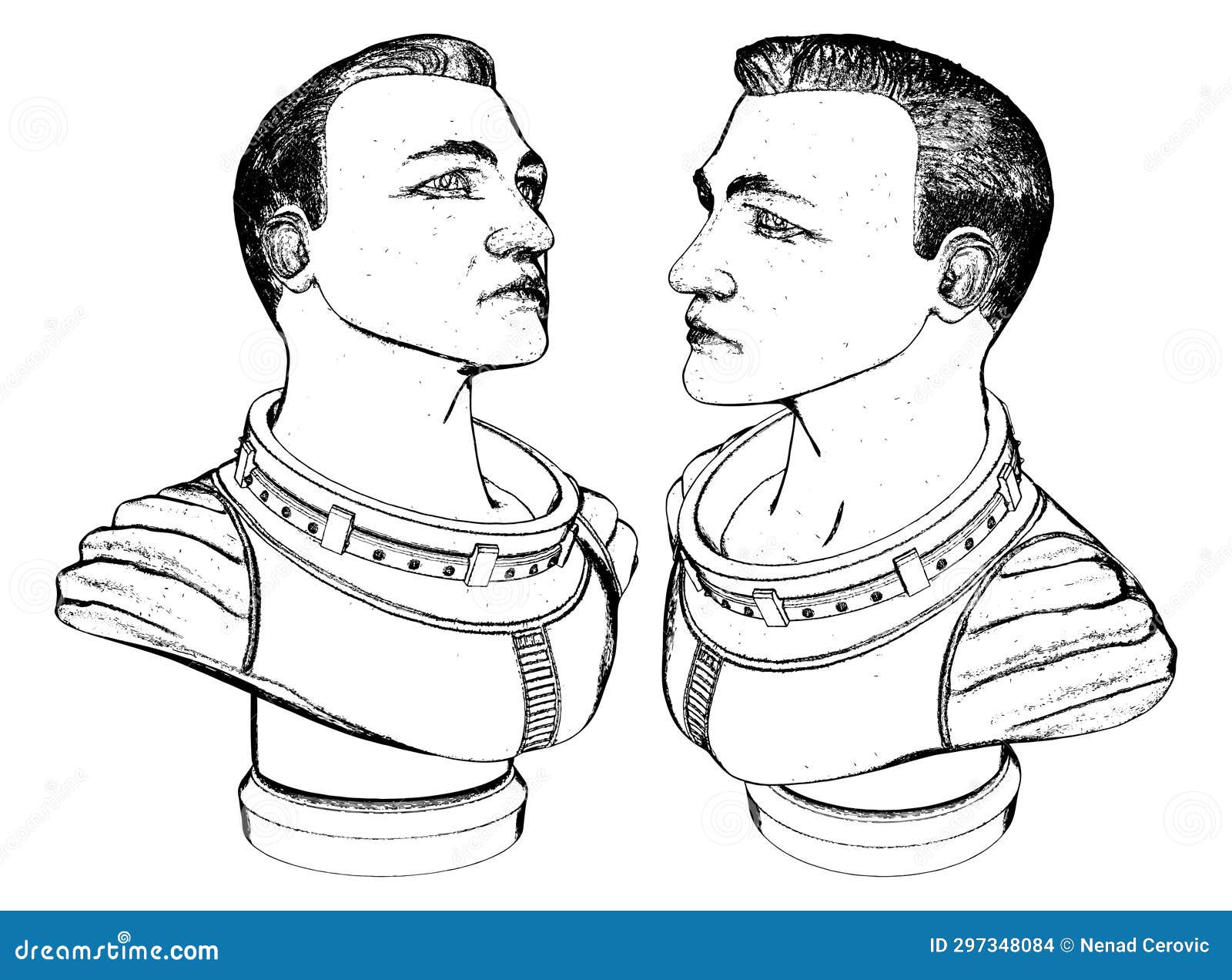 Astronaut Bust Sculpture Vector. Illustration Isolated on White ...