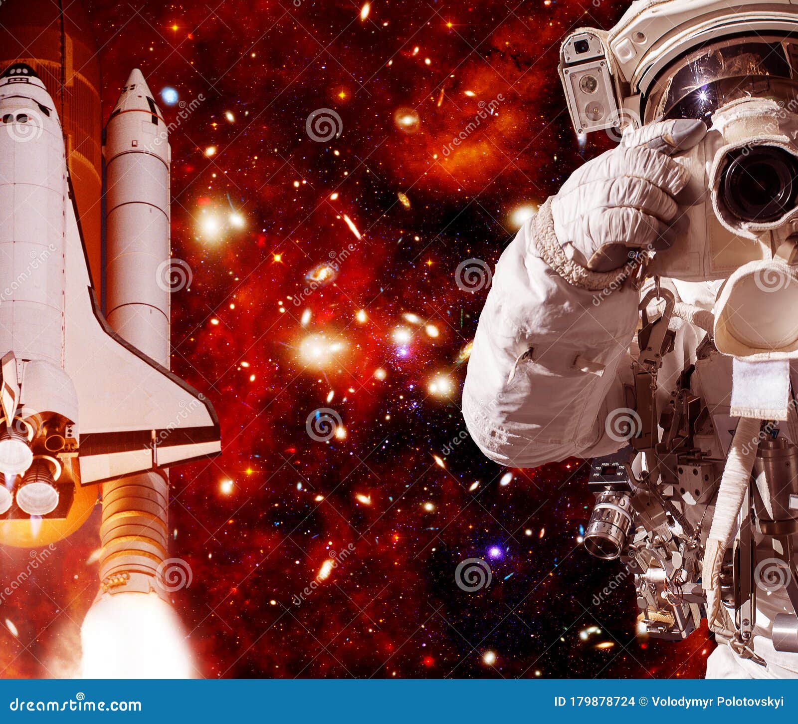 Astronaut with Camera and Rocket Shuttle. the Elements of this Image ...