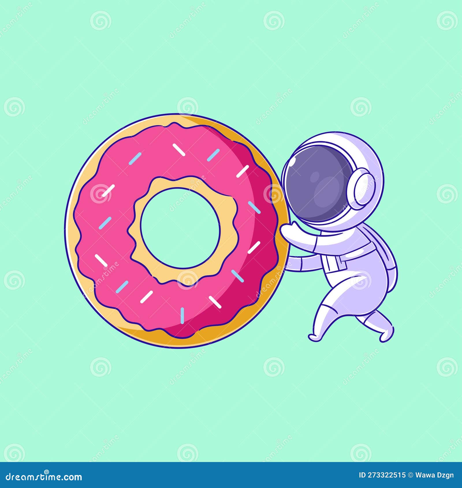 Astronaut Carrying a Large Donut Stock Vector - Illustration of star ...