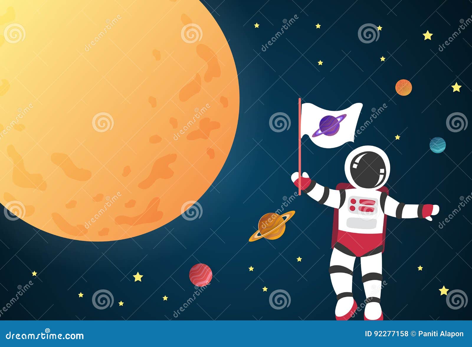 Astronaut Cartoon on the Moon in Space Stock Vector - Illustration of ...