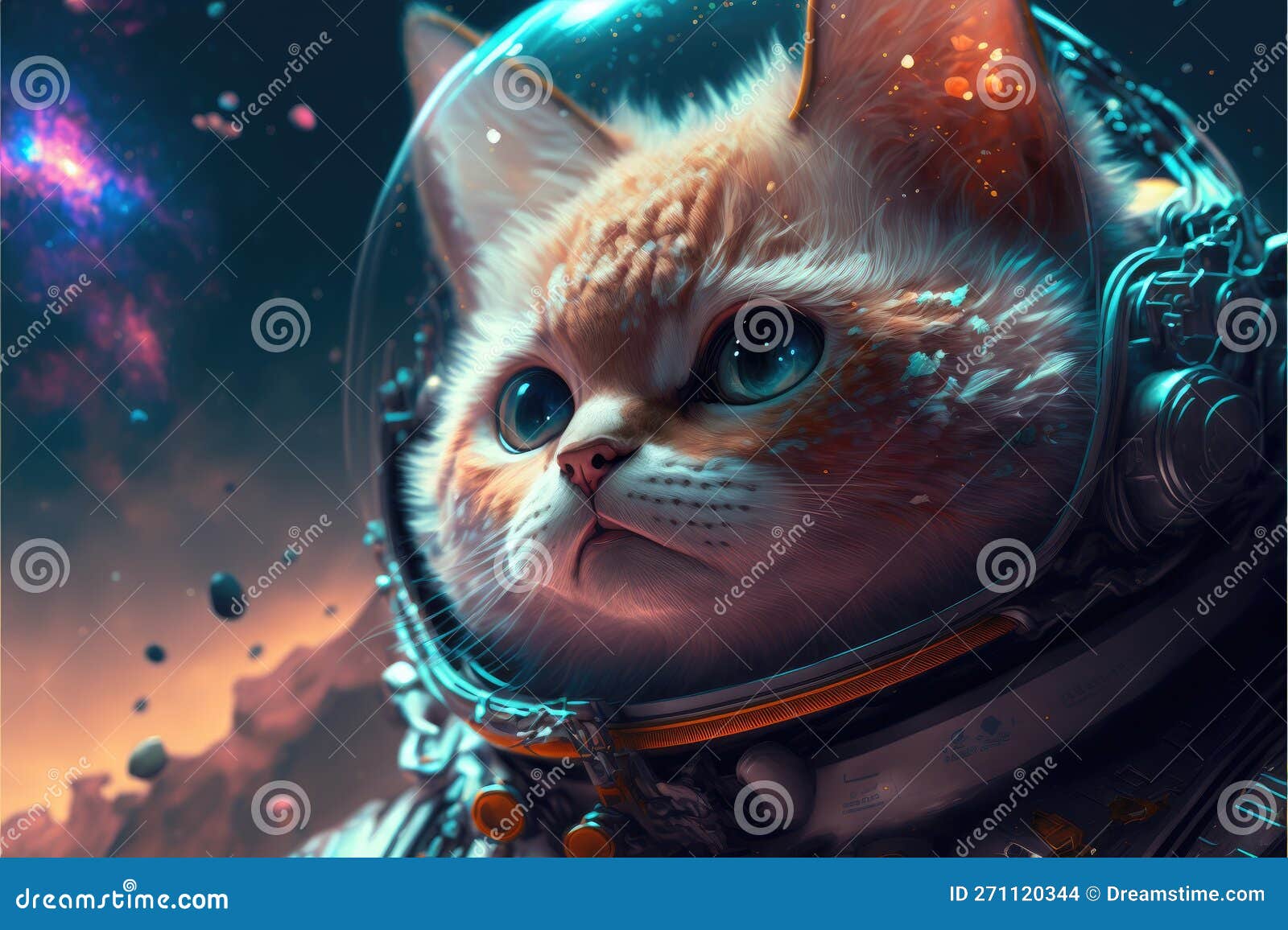 Cat Head Floating In Space
