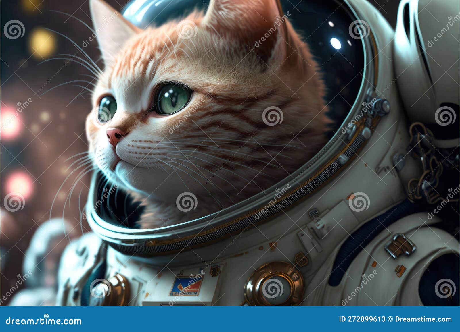 Astronaut Cat Floating in Space with Stars and Galaxy Background Stock ...