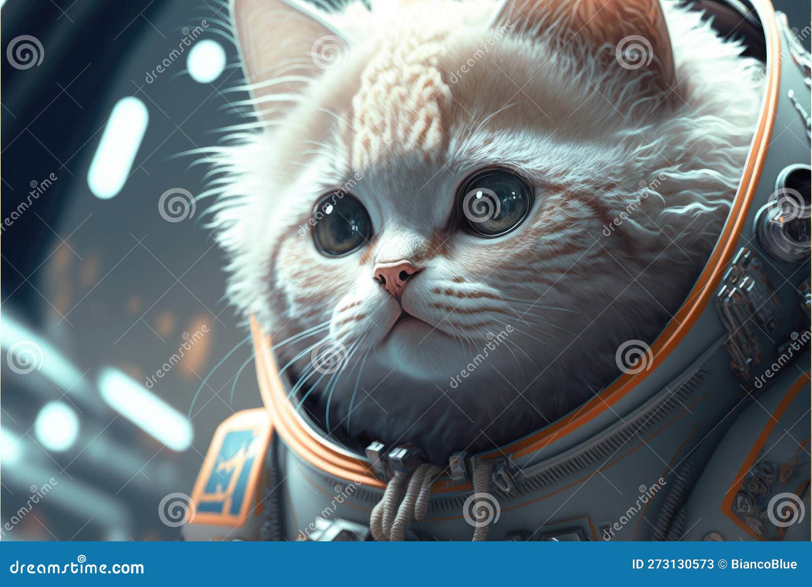 Astronaut Cat Floating in Space with Stars and Galaxy Background Stock ...