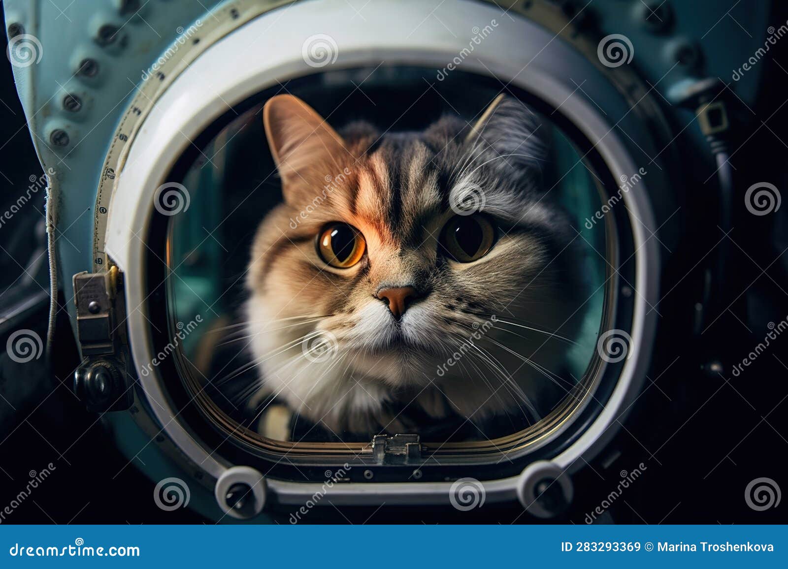 Astronaut Cat Floats in Space. Stock Illustration - Illustration of ...