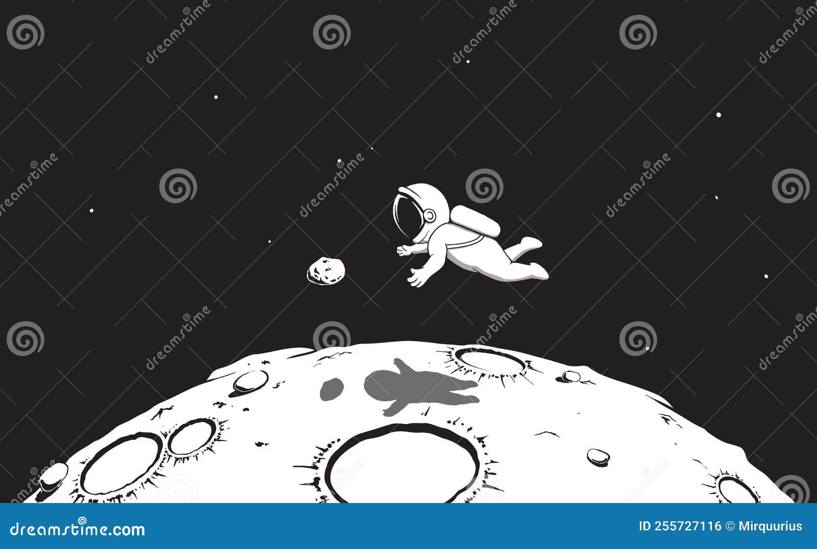 Astronaut Catches a Stone in Outer Space Stock Vector - Illustration of ...