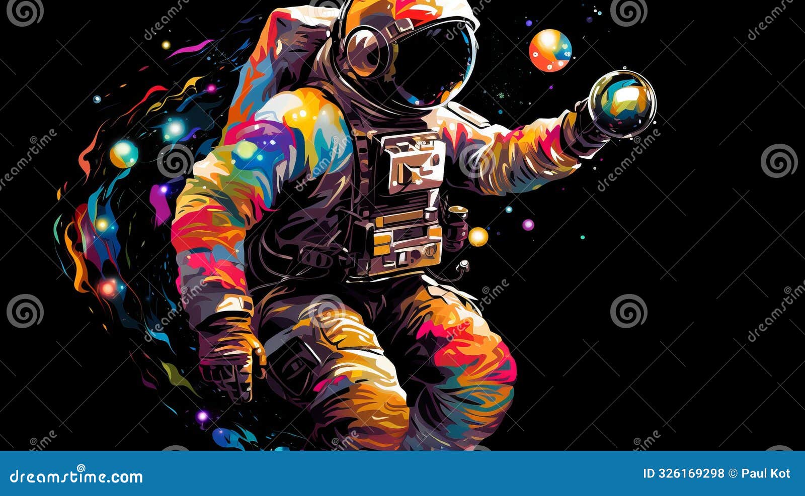 Astronaut Communicating on Smartphone in Outer Space, Futuristic Ai ...