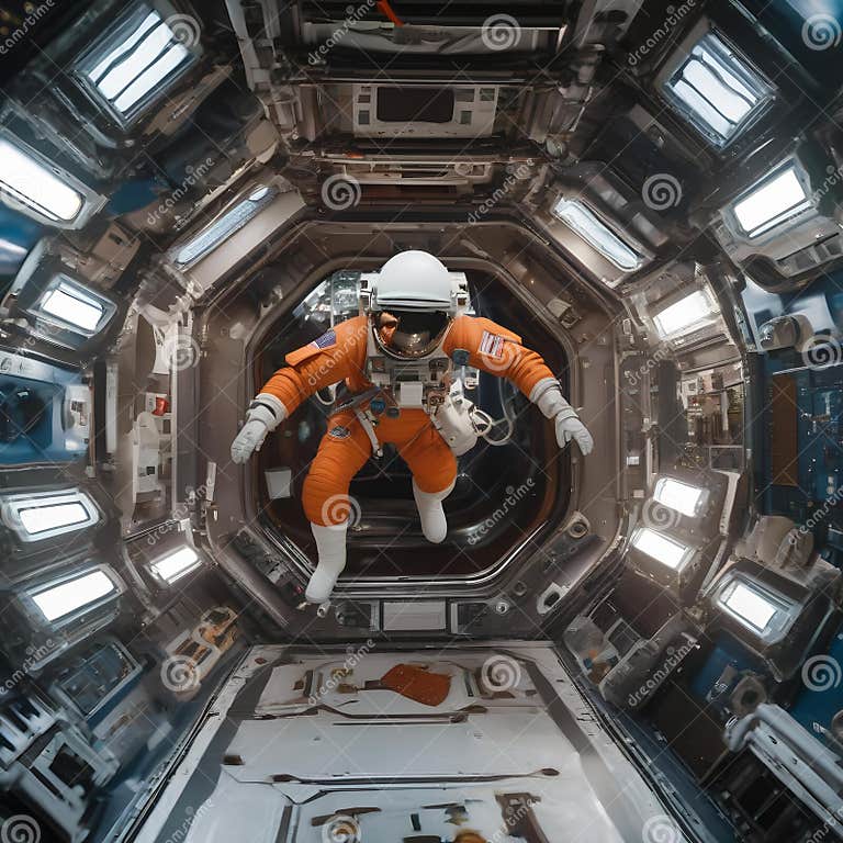 An Astronaut Conducting Experiments Inside a Space Station Module ...