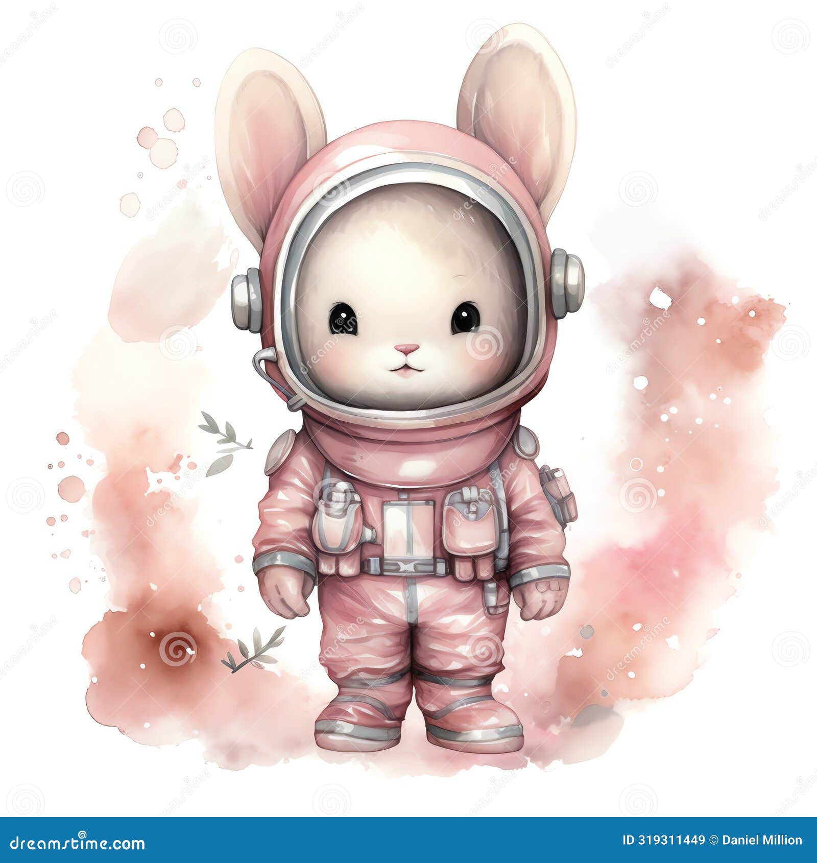 Astronaut Cute Bunny Blue Cute Bunny Watercolor Stock Illustration ...