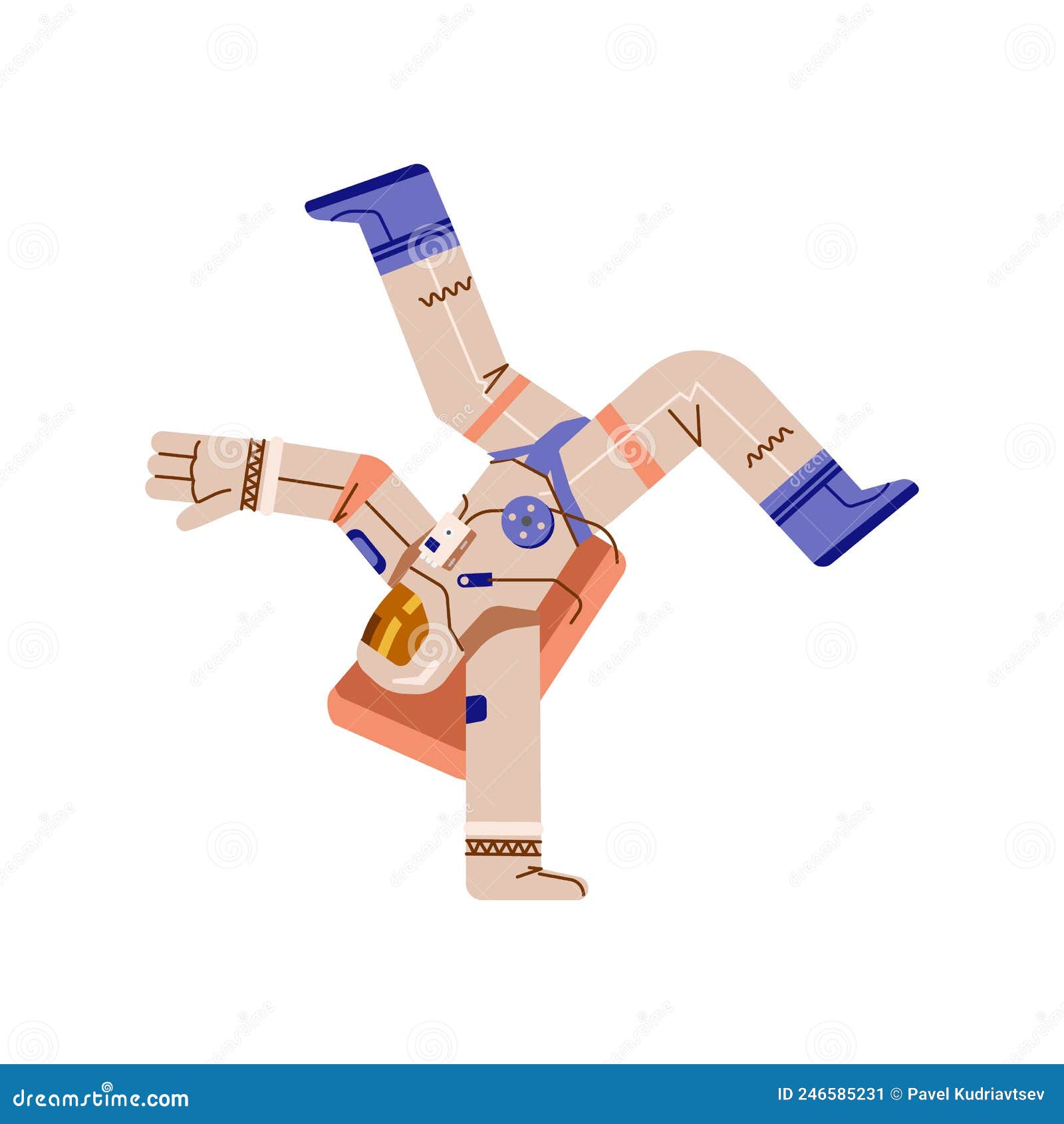 Astronaut Dances in Spacesuit in Zero Gravity Isolated on White ...