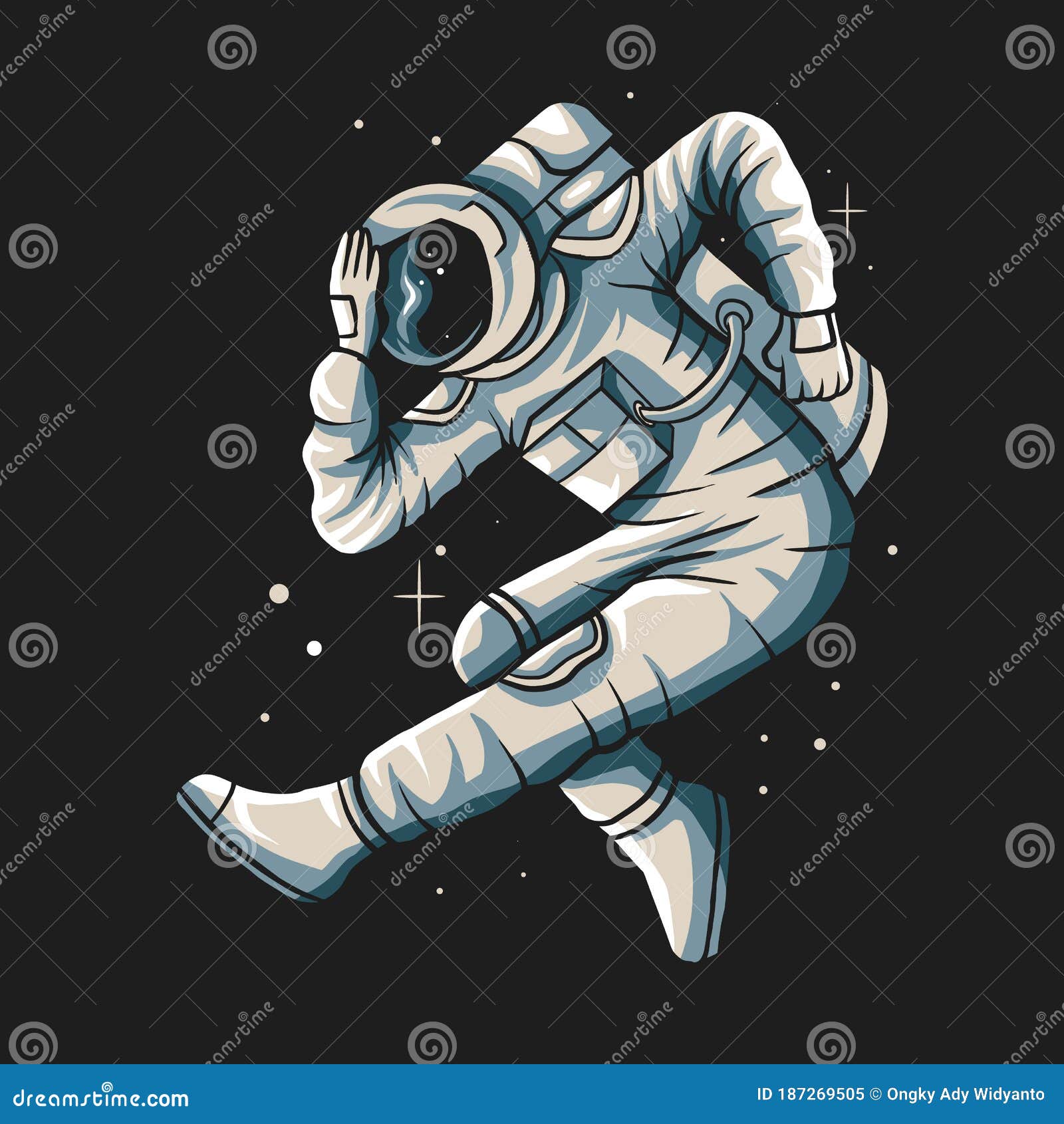 Astronaut Dancing On Space Vector With Moon Background | CartoonDealer ...