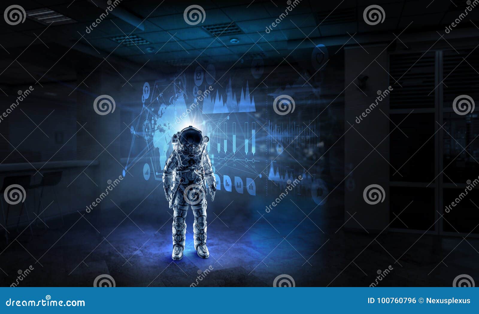 Astronaut Explorer in Laboratory. Mixed Media Stock Photo - Image of ...