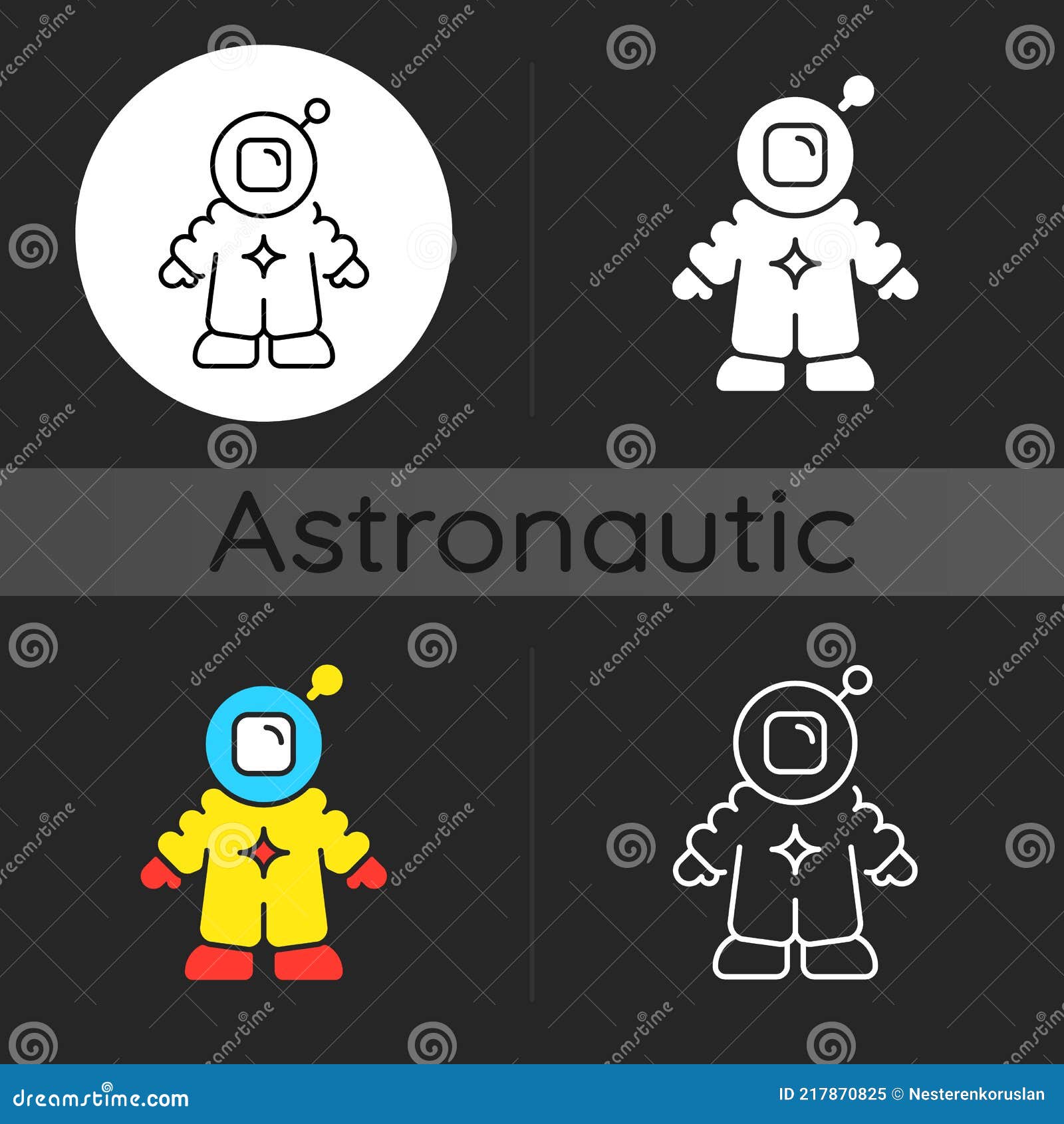 Astronaut dark theme icon stock vector. Illustration of cosmos - 217870825