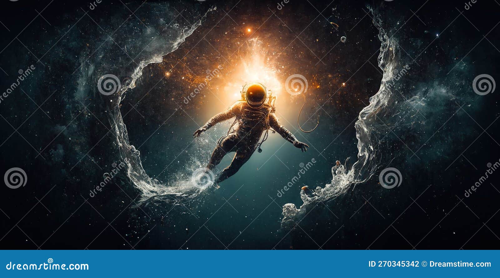 Astronaut into deep space stock illustration. Illustration of helmet ...