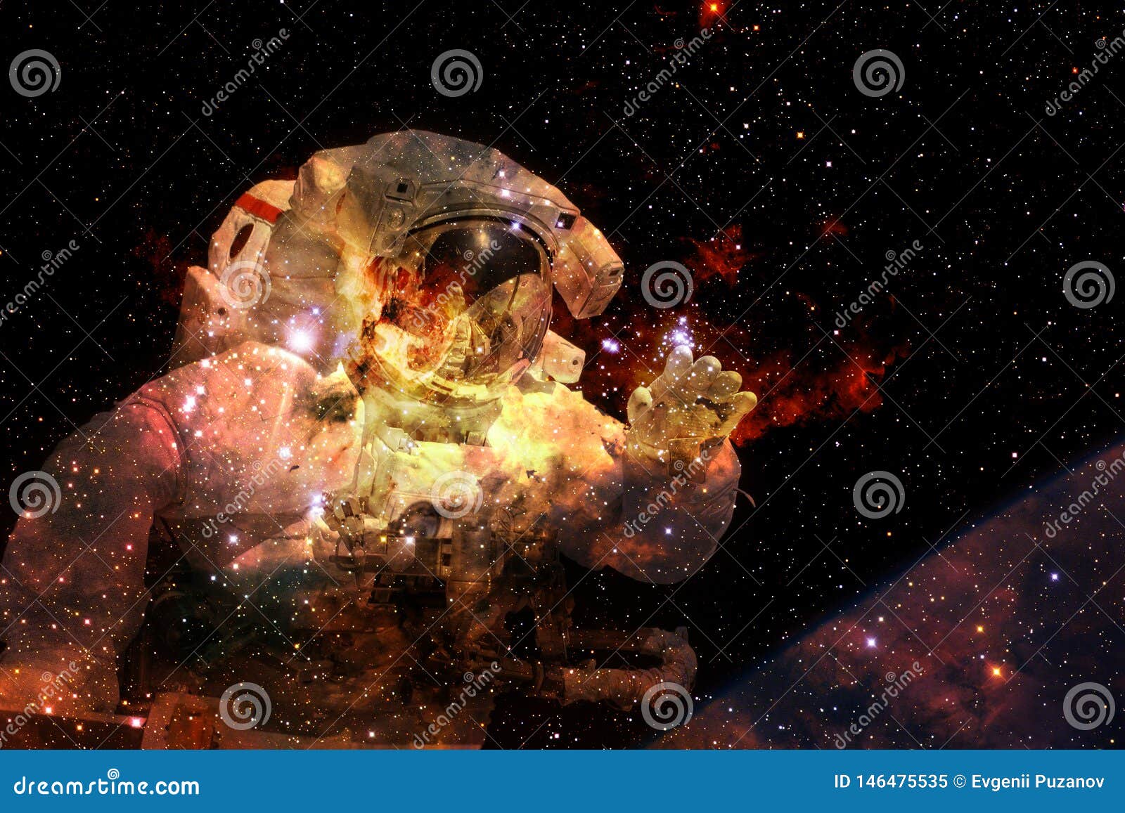Astronaut in Deep Space. Elements of this Image Furnished by NASA Stock ...