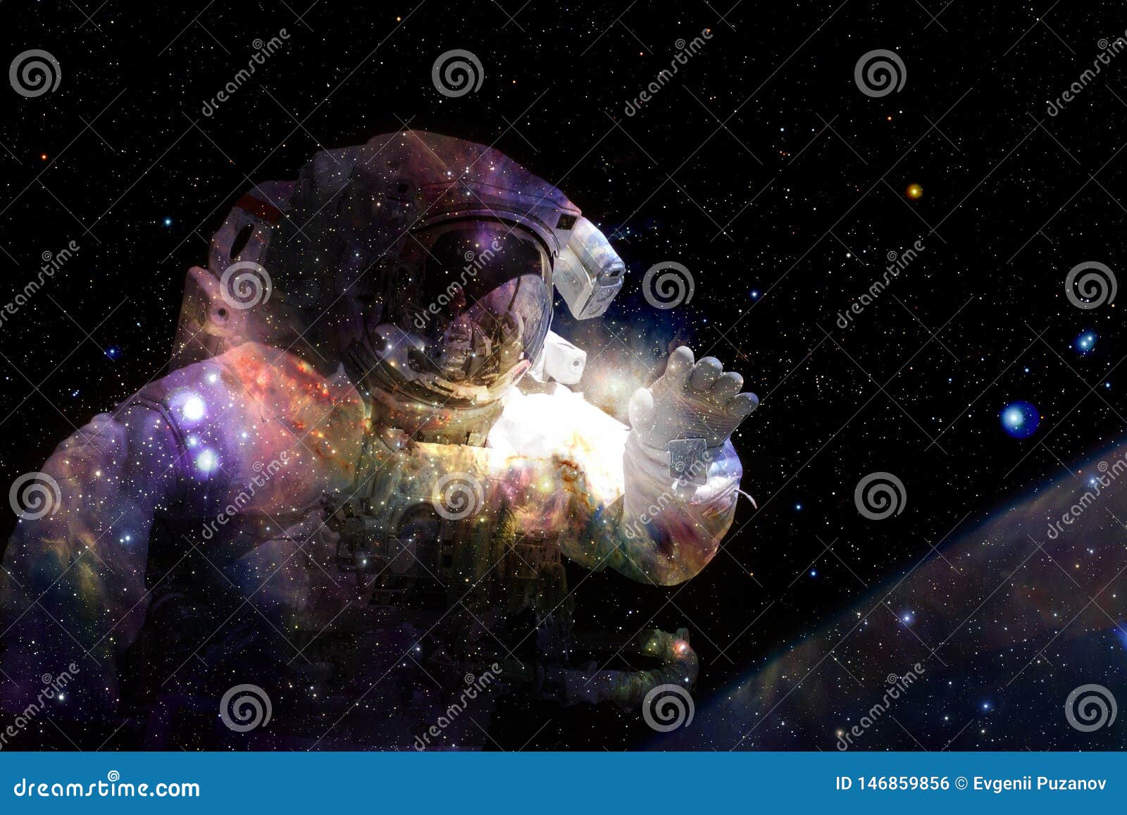 Astronaut in Deep Space. Elements of this Image Furnished by NASA Stock ...