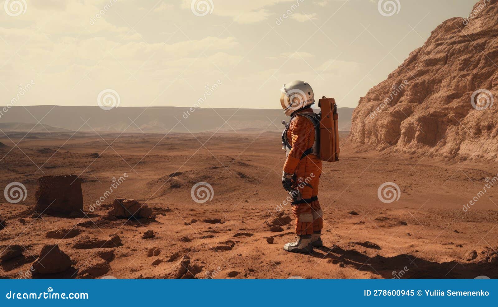 Astronaut In The Desert. Man On Mars. Explored Another Planet ...