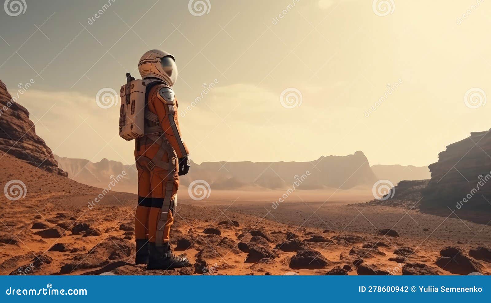Astronaut In The Desert. Man On Mars. Explored Another Planet ...