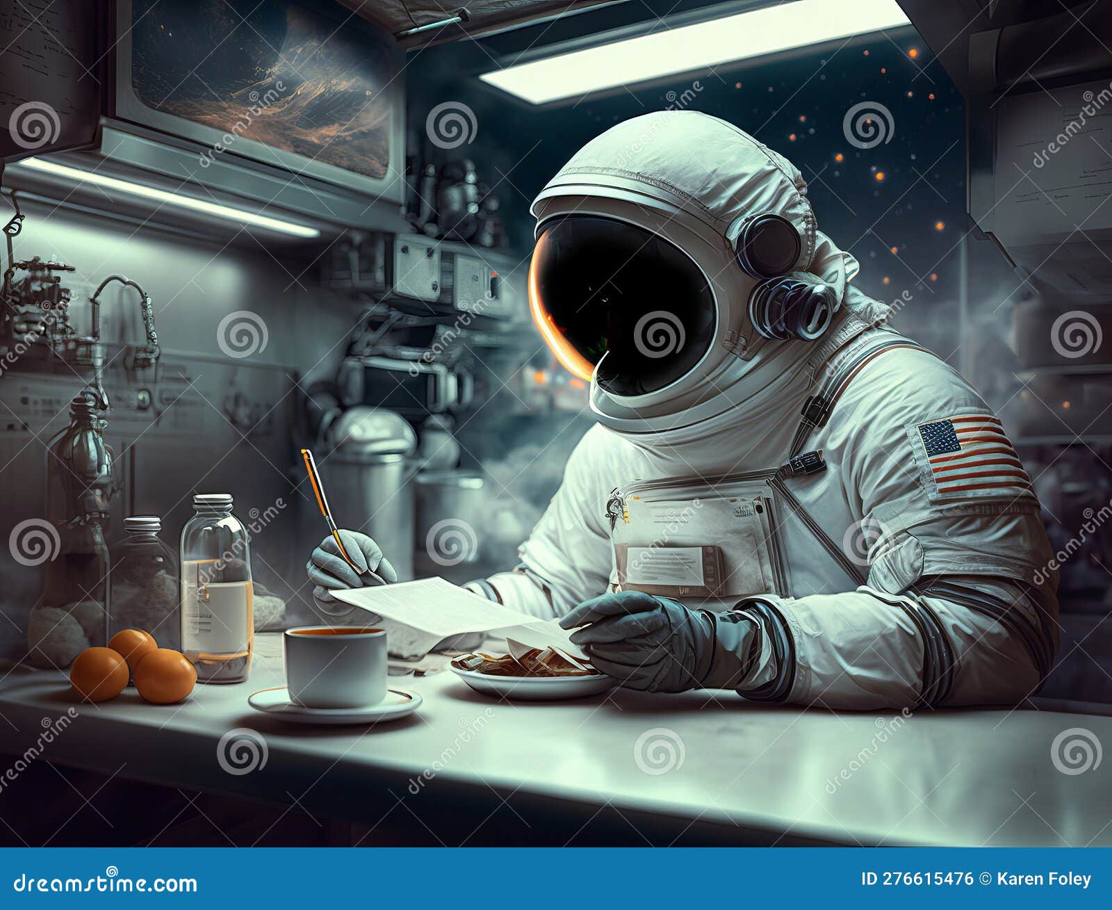 Astronaut diner stock illustration. Illustration of diner - 276615476