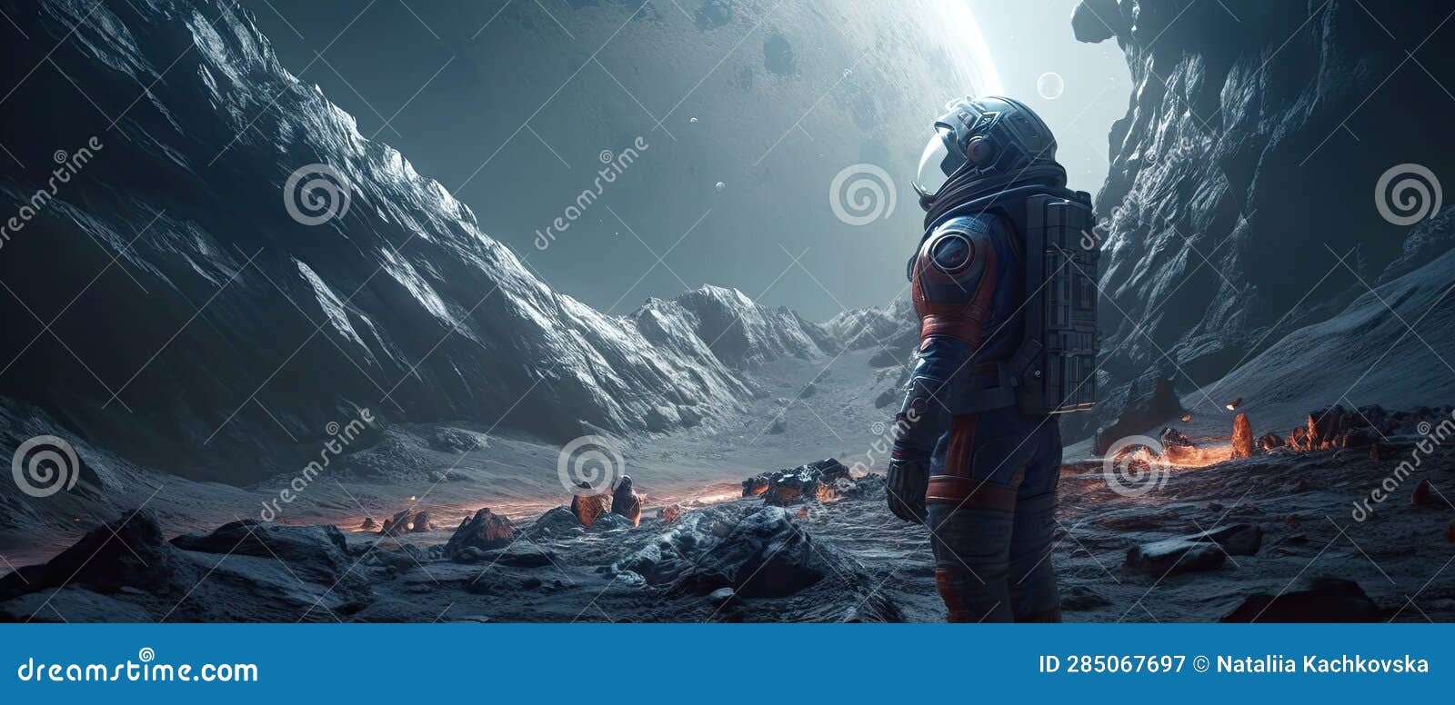 Astronaut Discovers New Planet Stock Illustration - Illustration of ...