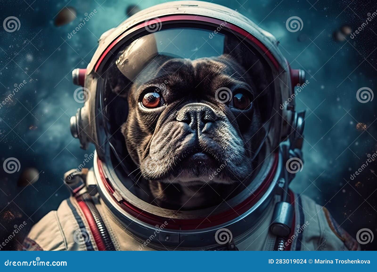 Astronaut Dog Floats in Space. Stock Illustration - Illustration of ...