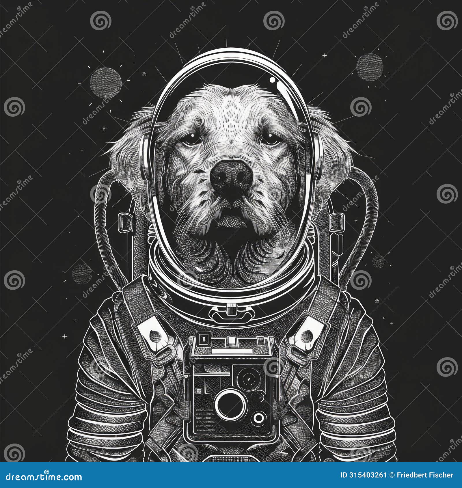 Astronaut Dog in Space Suit with Vintage Camera Stock Image - Image of ...